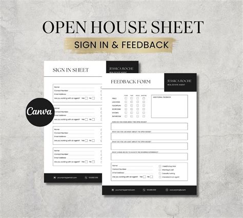Open House Sign In Sheet Feedback Form Real Estate Marketing Open
