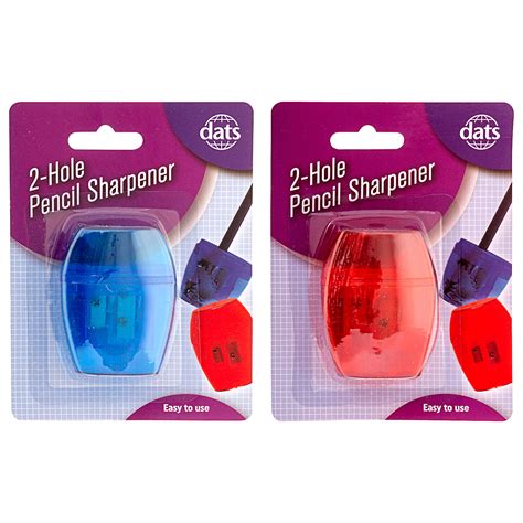 2 Hold Pencil Sharpener Cylinder Shape Assorted Colours The Reject Shop