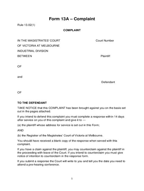 Fillable Online Form 13a Complaint Fax Email Print Pdffiller