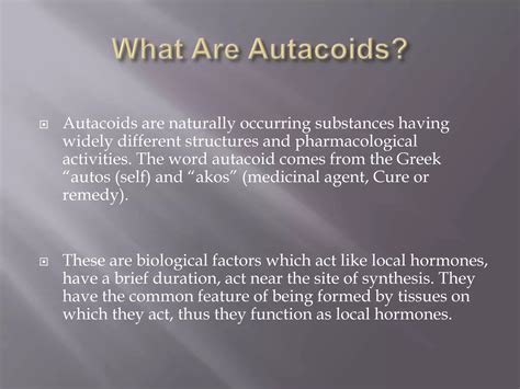 Autacoids And Their Antagonists Ppt