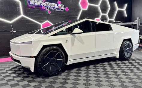 Ghost Mode Cybertruck In White Wrap White Bumpers Tesla Cybertruck