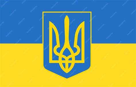Ukraine Coat Of Arms Flag Trident Heraldry Illustration For Web