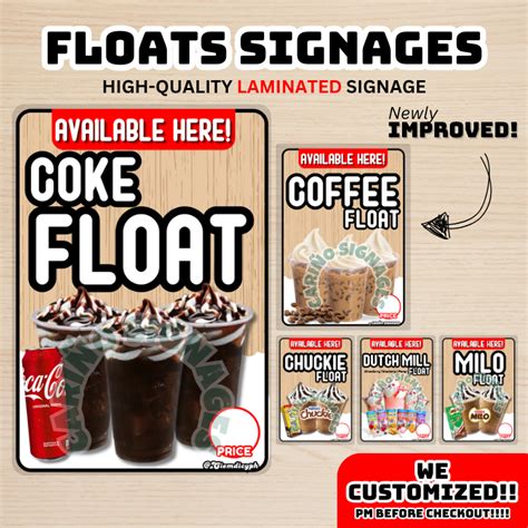 Laminated Trending Float Drinks Signages Dutchmill Float Signages