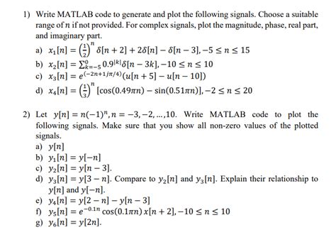 Solved Write Matlab Code To Generate And Plot The Following