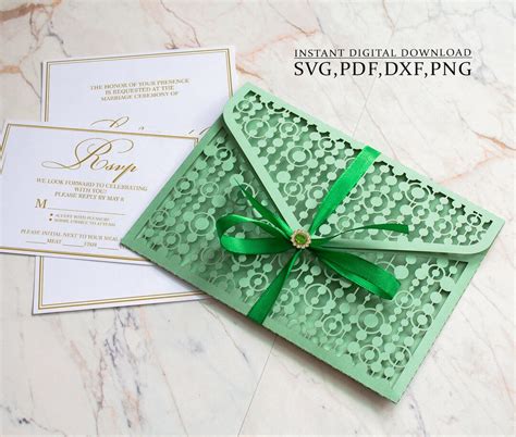 Wedding Invite Envelope Template Svg Beads Pattern 5x7 Pocket Envelope