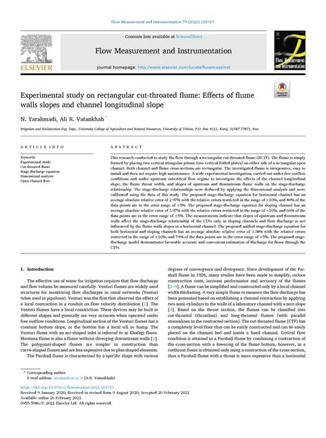 Pdf Experimental Study On Rectangular Cut Throated Flume Effects Of