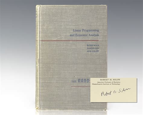 Linear Programming Paul Samuelson Robert Solow First Edition Signed