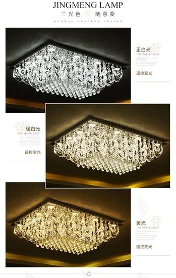 Crystal Light Led Living Room Lamp Bedroom Modern Rectangular Ceiling