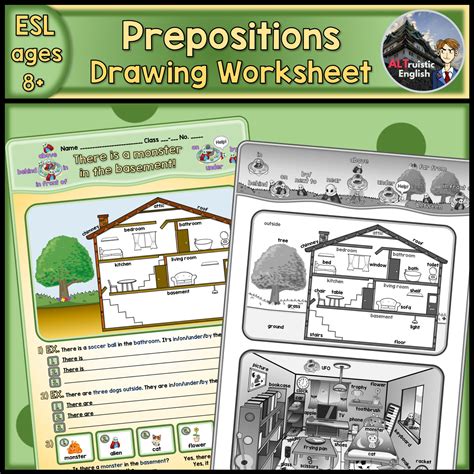 Esl Preposition Drawing Speaking Writing Activity Worksheet Lesson Plan