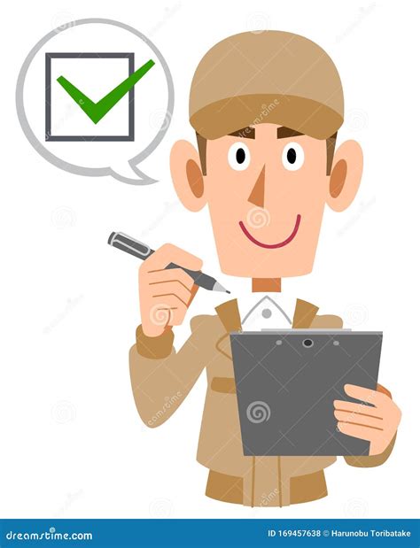 Male Working Staff Checking And Confirming Stock Vector Illustration Of Clothes Worker 169457638