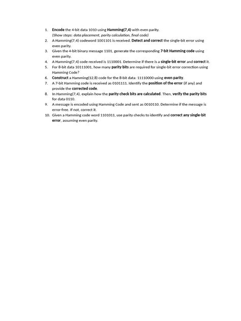 Questions On Hamming Code Pdf