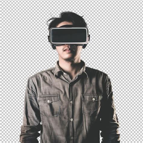 Man In Virtual Reality Helmet Premium Ai Generated Psd