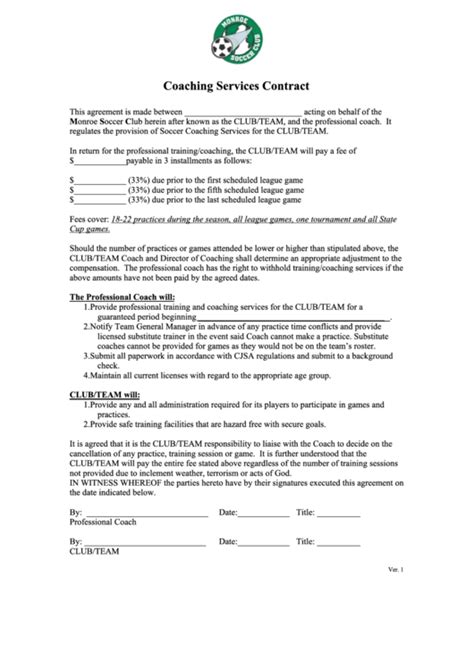Soccer Contract Template Templates Hexagon
