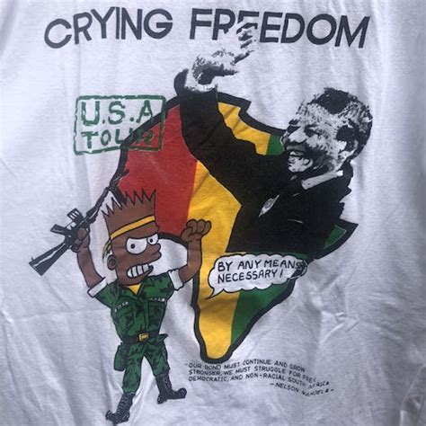 Vintage 90s Nelson Mandela Bart Simpson Crying Freedom Usa Tour Tee