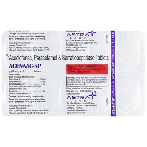 Acenaac Sp Tablet Pain And Inflammation Relief Astraa Generic