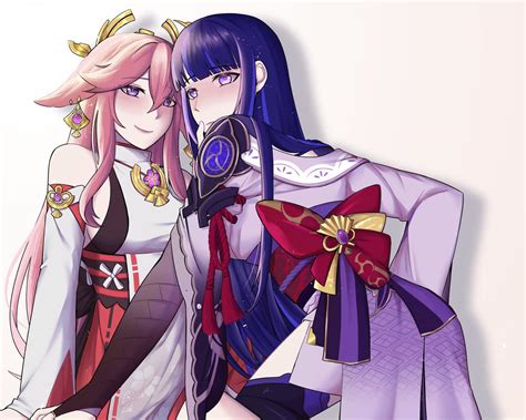 Raiden Shogun And Yae Miko By Sakamotoyuki12 On Deviantart