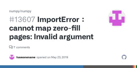 Importerror：cannot Map Zero Fill Pages Invalid Argument · Issue 13607 · Numpynumpy · Github