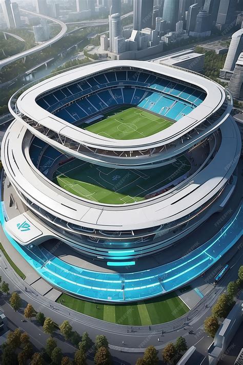 Advanced Futuristic Football Stadium Premium Ai Generated Image