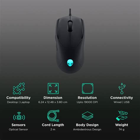 Buy Dell Alienware Wired Gaming Mouse With Alienfx Lighting 19000 Dpi