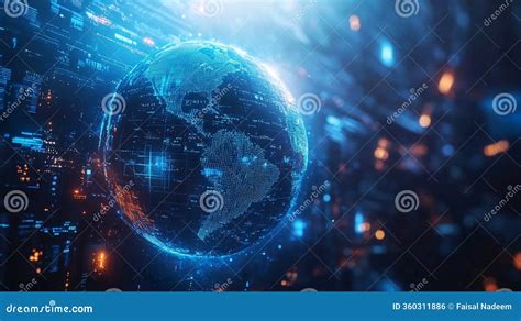 digital globe futuristic technology network global data visualization