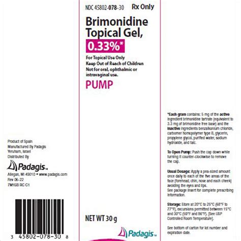 Padagis Brimonidine Topical Gel 033 Pump Bottle 30 Gram