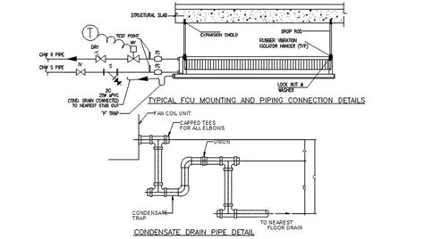 Typical Fcu Mounting And Piping Connection Details Are Given In This 2d Autocad Dwg Drawing File