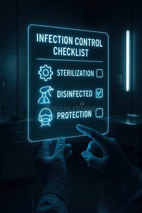 Infection Control Checklist Displayed Digitally Highlighting