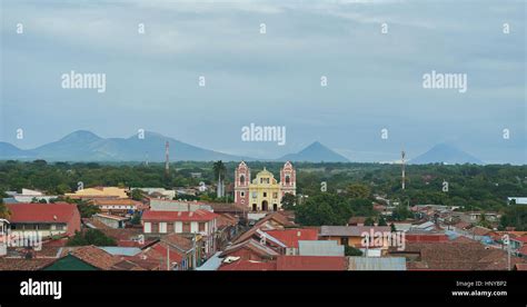 Panorama View Of Leon City Nicaragua Street In Nicaragua Town Stock