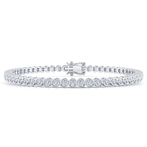 2 Ct Lab Grown Classic Bezel Set Diamond Tennis Bracelet Bezel Set In