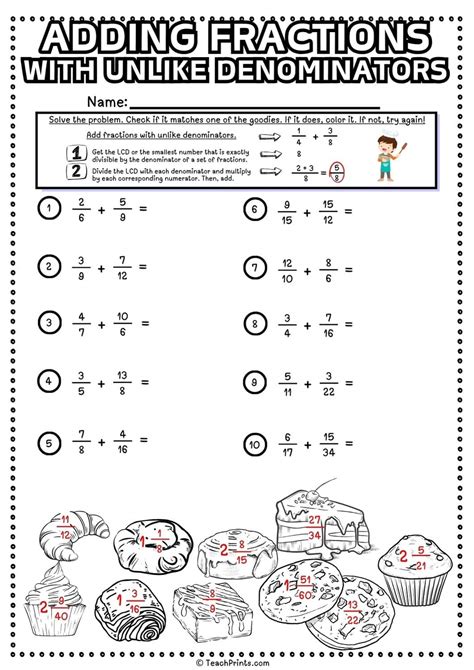 Adding Fractions With Unlike Denominators Worksheets Vertical