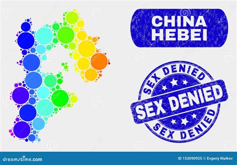 Spectral Mosaic Hebei Province Map And Grunge Sex Denied Stamp Seal Stock Vector Illustration