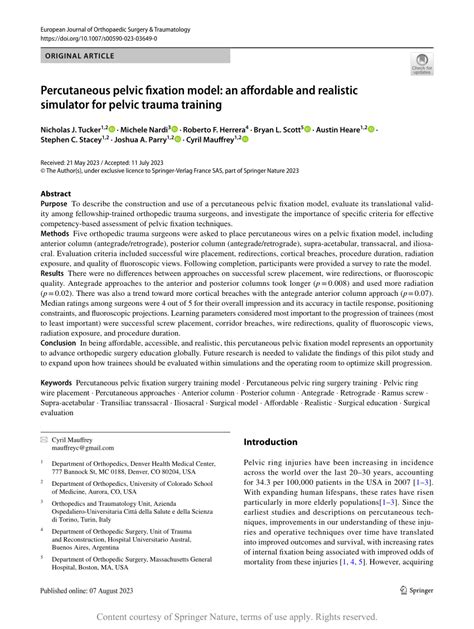 Percutaneous Pelvic Fixation Model An Affordable And Realistic