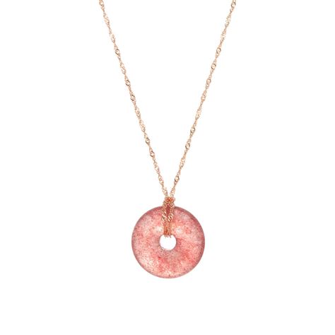 Strawberry Quartz Necklace In Rose Gold Flash Sterling Silver 15cts