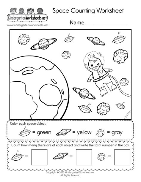 Fun Free Space Math Counting Printable Lesson Printable Art And Words