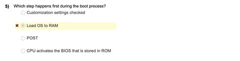 Solved 5 Which Step Happens First During The Boot Process Chegg