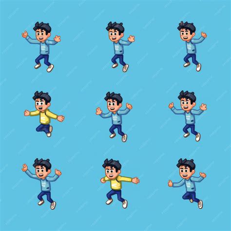 Premium Photo Jumping Journey A Dynamic Sprite Sheet Of A Pixelated Character In Action