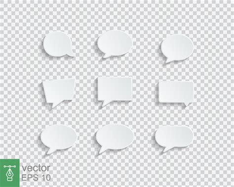 White Blank Speech Bubbles Isolated Vector Set 3d Think Ballon Box