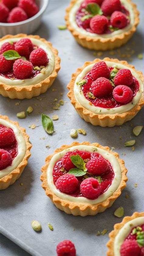 Raspberry Pistachio Cream Tarts With Raspberry Drizzle Food Truck