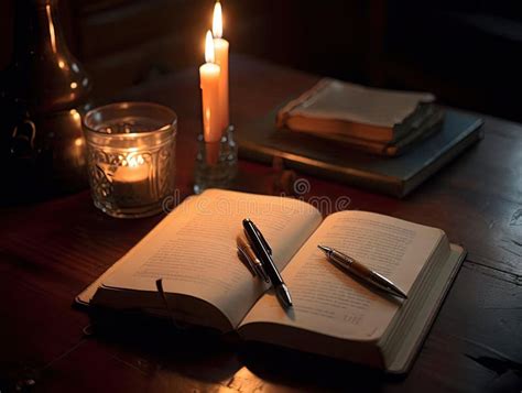Open Journal Pen Candle Stock Illustration Illustration Of Mindfulness