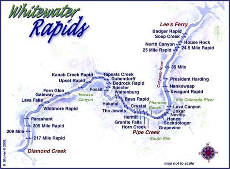 Map Of Whitewater Rapids On The Colorado River Grand Canyon River