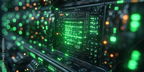 Detailed 3d Model Of A Modern Data Center With Illuminated Cabling Generative Ai Stock