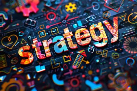 Colorful Strategy Word With Icons Premium Ai Generated Image