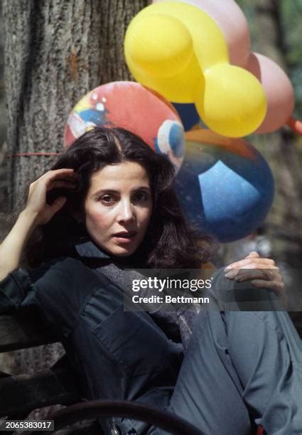 Canadian American Actress Barbara Parkins Posing With Balloons In