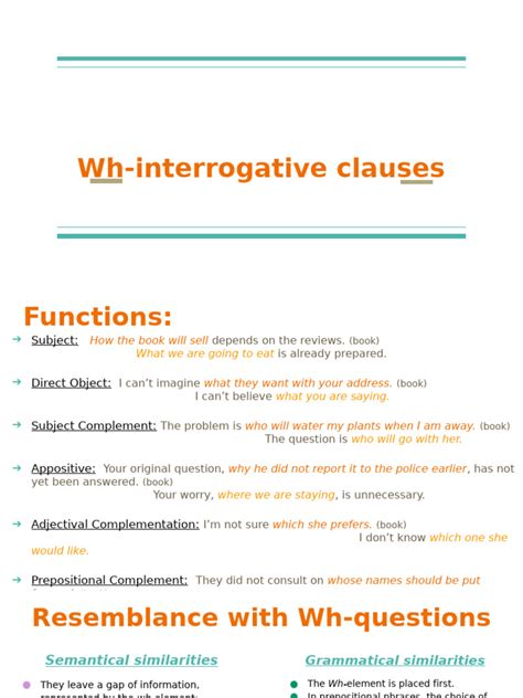Wh Interrogative Clauses Pdf Question Clause