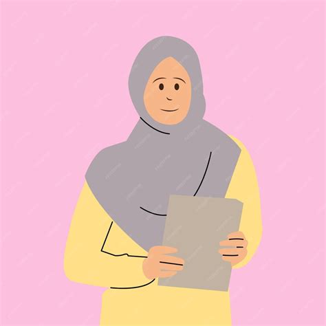 Premium Vector Female Student In Hijab Character Illustration