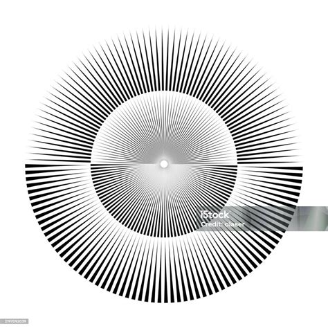 Sun Icon Made Of Slim Triangles In Two Orbits In Four Sections Stock