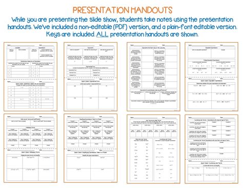 Variables Terms And Expressions Algebra Guided Note Taking Activities Made By Teachers