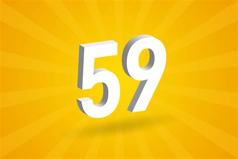3d 59 Number Font Alphabet White 3d Number 59 With Yellow Background