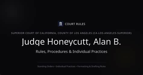 Judge Honeycutt Alan B Individual Rules And Standing Orders Los