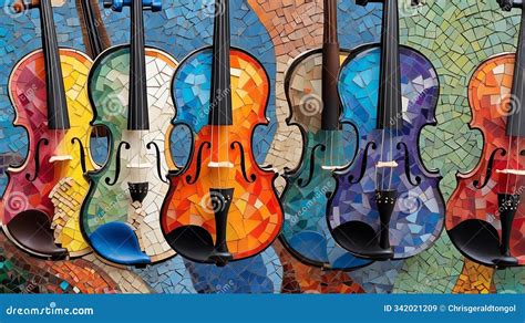 Aesthetic Musical Instruments Violin Mosaic Of Differe Ai Generated